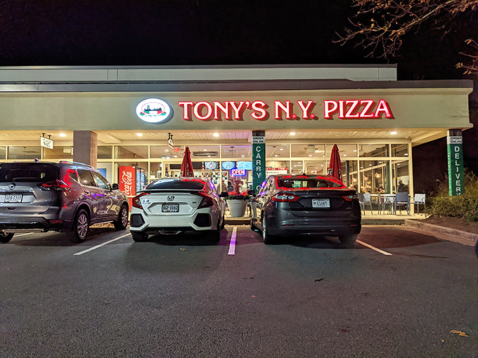 Tony's NY Pizza announces itself without pretension, just bold red letters promising authentic New York pizza in suburban Fairfax. No gimmicks needed.