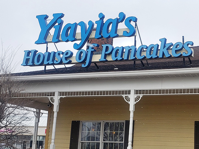 That blue sign might as well say "Breakfast Paradise Ahead." Yiayia's iconic signage has guided hungry Hoosiers to pancake nirvana for years.