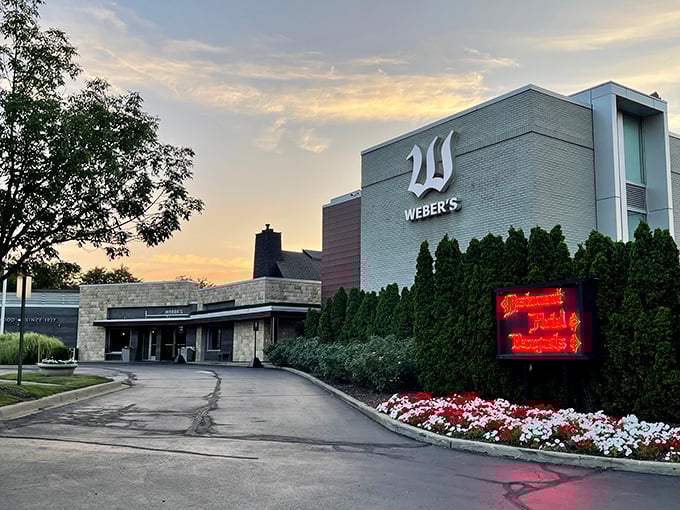 Now this is a classic Michigan landmark! Weber's exterior promises a great evening of history and delicious food, rain or shine.