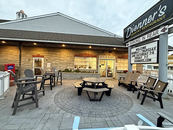 The welcoming stone facade of Dienner's invites you in like a warm hug, with outdoor seating perfect for people-watching while savoring that last bite of pie.