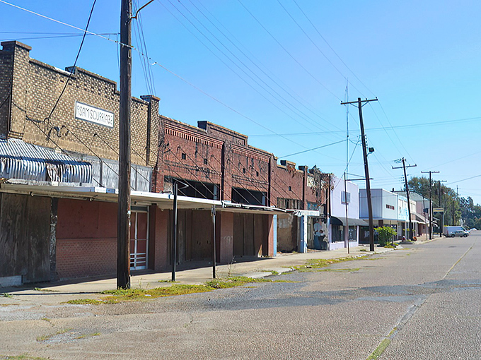 Main Street's quiet charm belies its history as a once-bustling commercial hub. These storefronts have witnessed generations of Louisiana life unfold.