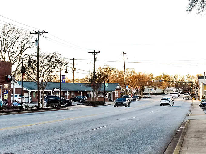 Main Street at golden hour captures that perfect small-town vibe where everyone might actually know your name&mdash;no Cheers theme song required.