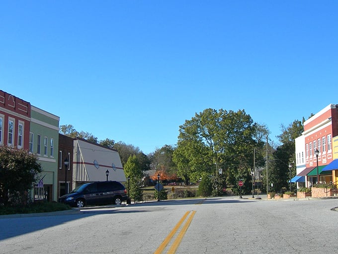 Main Street Whitmire &ndash; where the double yellow lines lead to colorful storefronts and the pace of life slows to a delicious crawl.