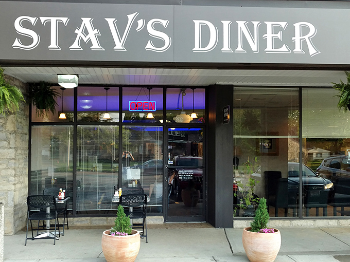 The unassuming storefront of Stav's Diner beckons with its purple glow and potted plants&mdash;like your favorite aunt's house, if she could make a killer cheeseburger.