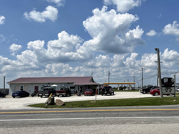 The unassuming exterior of 73 Grill stands like a culinary oasis amid Ohio farmland. Sometimes the best food hides in plain sight.