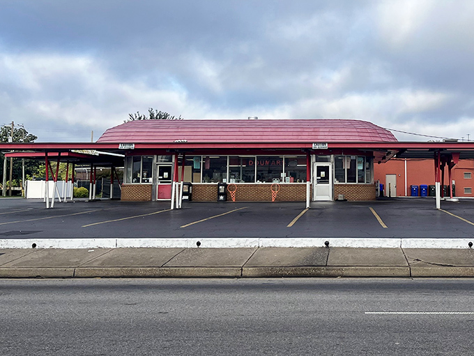 Doumar's daytime facade might look unassuming, but this red-roofed time machine houses more culinary history than most museums—and tastes infinitely better.