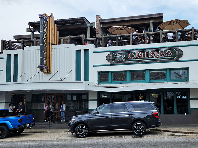 The iconic fa&ccedil;ade of The Chimes stands proudly near LSU's campus, its vintage signage promising culinary adventures that generations of Tigers have treasured.