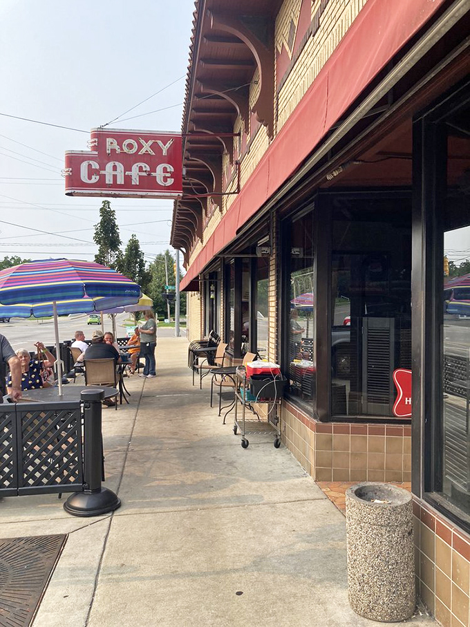 What a perfect morning! Nothing beats al fresco dining and people-watching outside this legendary Michigan cafe.