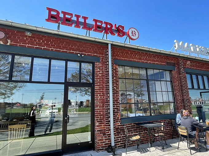 The red brick exterior of Beiler's Doughnuts stands like a temple to fried dough perfection, promising sweet salvation to all who enter.