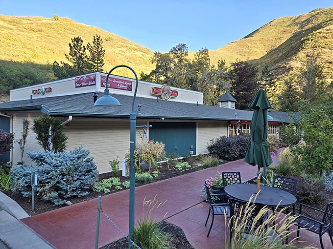 Nestled against the golden hills of Emigration Canyon, Ruth's Diner welcomes hungry travelers with lush landscaping and mountain views that rival the food for attention.