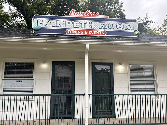 Step into the Harpeth Room for special events where countless Nashville celebrations have unfolded beneath that charming vintage sign.