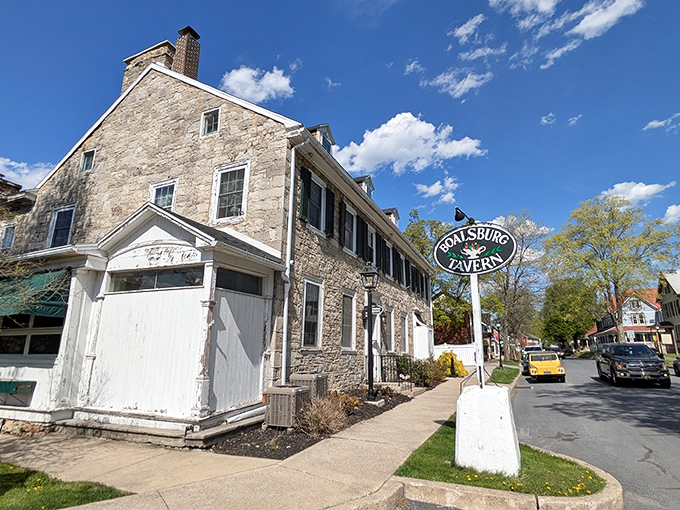 History stands proudly on this corner of Boalsburg, where Duffy's limestone facade has welcomed hungry travelers for generations. The perfect small-town postcard come to life.