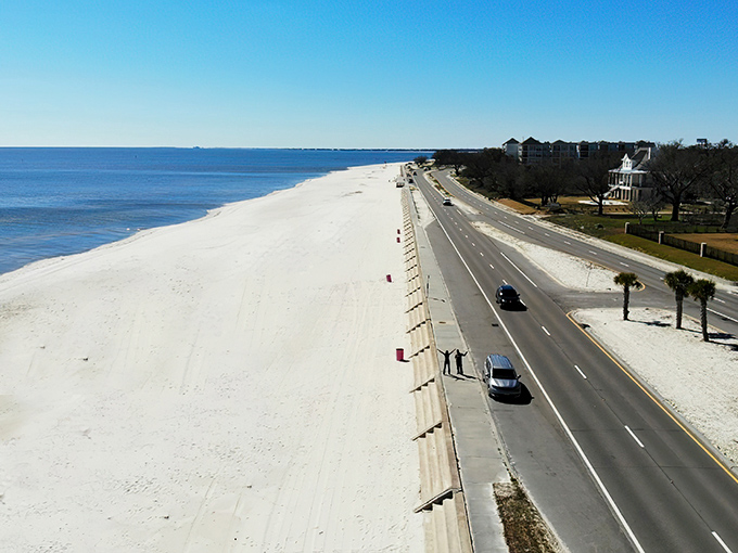The road less traveled? Not with views like this! Beach Boulevard stretches along Mississippi's pristine coastline, offering the perfect blend of solitude and scenery.