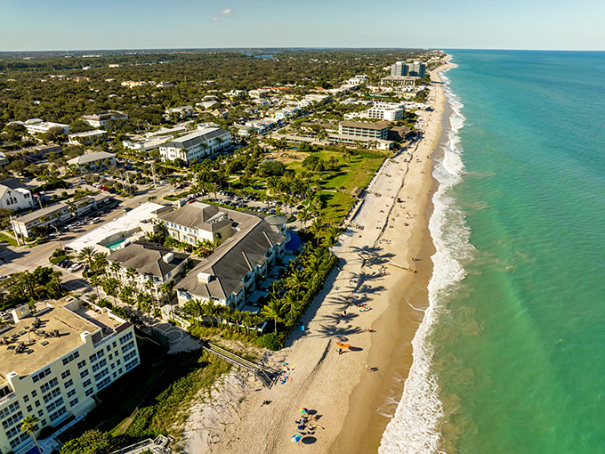 Vero Beach's pristine coastline stretches like nature's welcome mat, where turquoise waters meet golden sands without the South Beach price tag.
