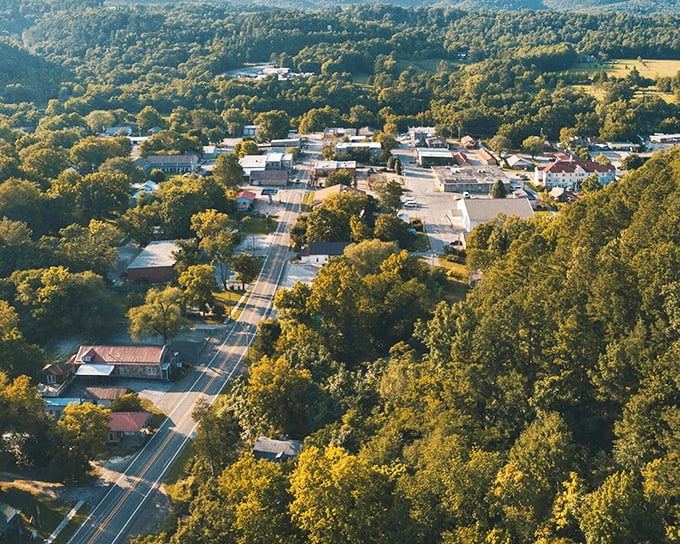 Jasper unfolds like a storybook among the Ozark hills, where trees outnumber buildings and that's exactly the point.