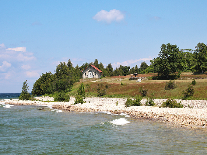 Chester Thordarson's magnificent boathouse stands like a European castle that somehow washed ashore on this remote Wisconsin island.