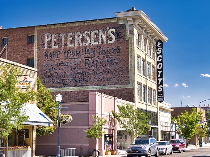 Faded ghost signs like Petersen's tell stories of Pocatello's past, whispering tales of commerce and community across generations of Idaho life.