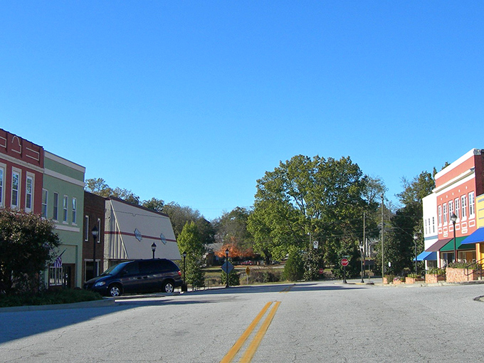 Main Street Whitmire &ndash; where the double yellow lines lead to colorful storefronts and the pace of life slows to a delicious crawl.