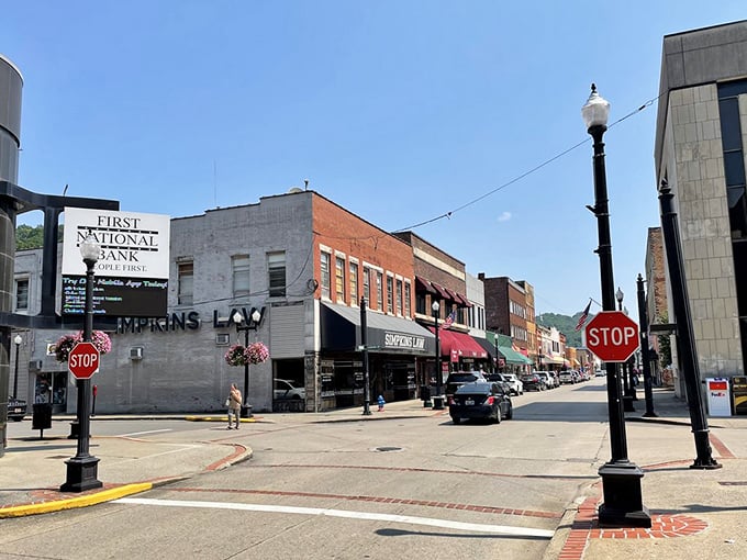 Downtown Williamson greets visitors with classic small-town charm, where First National Bank stands as a reminder that some investments&mdash;like community&mdash;never depreciate.