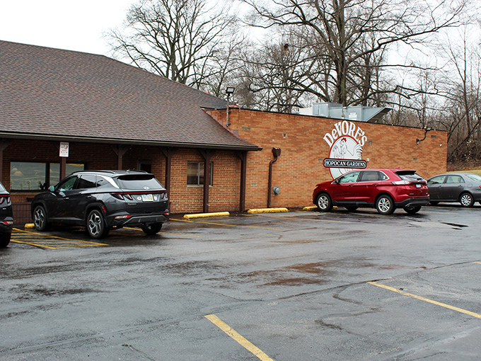 The unassuming brick exterior of Hopocan Gardens hides culinary treasures that locals have cherished for decades. No fancy facade needed when the chicken speaks for itself.