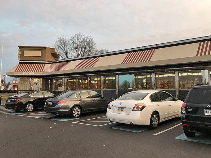 The classic diner silhouette against a Pennsylvania sky &ndash; where breakfast dreams come true and parking spots are worth their weight in bacon.