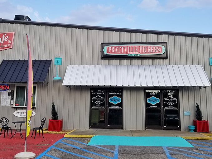 The unassuming exterior of Prattville Pickers hides a treasure trove within, like finding out your quiet neighbor was once a rock star.