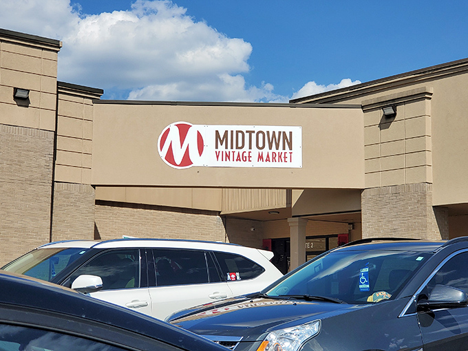 That distinctive red and white logo marks the entrance to Little Rock's treasure trove of vintage finds.