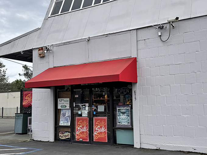 That unassuming white building with the red awning is hiding more treasures than a pirate's retirement fund.