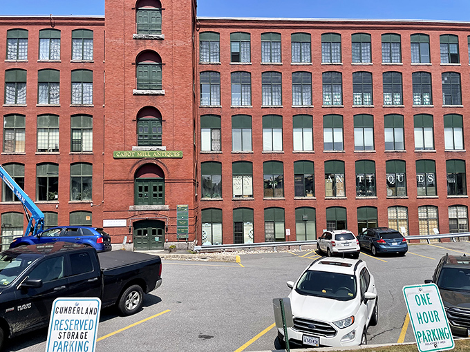 The red brick exterior of the store features countless arched windows, hinting at the treasure trove of memories housed within.