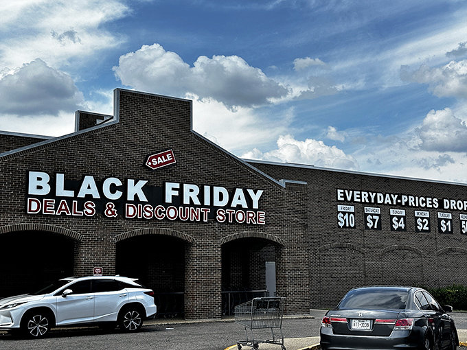 That brick exterior promises treasures within &ndash; and the "Sale" sign isn't kidding around, folks.