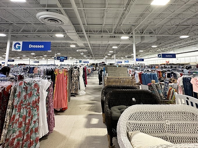 Welcome to bargain paradise! Gabe's bright blue storefront promises a treasure hunt where your wallet can finally breathe a sigh of relief.