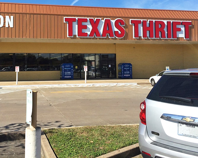The unassuming exterior of Texas Thrift on Fondren belies the treasure trove within. Like a Vegas casino, once you enter, you may lose all track of time.