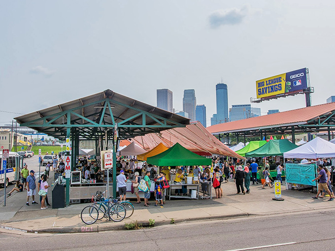 The Minneapolis skyline plays backdrop to this culinary playground where urban meets agriculture in a dance of delicious possibilities.