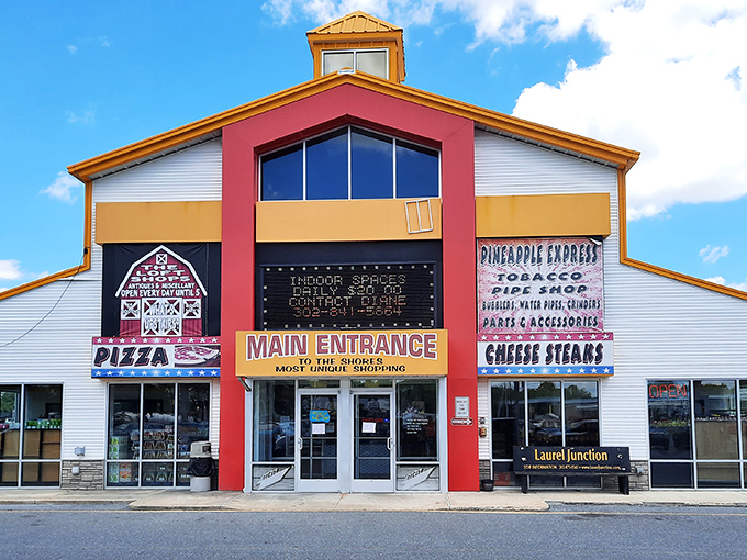 That barn-bright exterior isn't trying to hide &ndash; it's announcing "treasures inside" louder than a town crier with a megaphone.