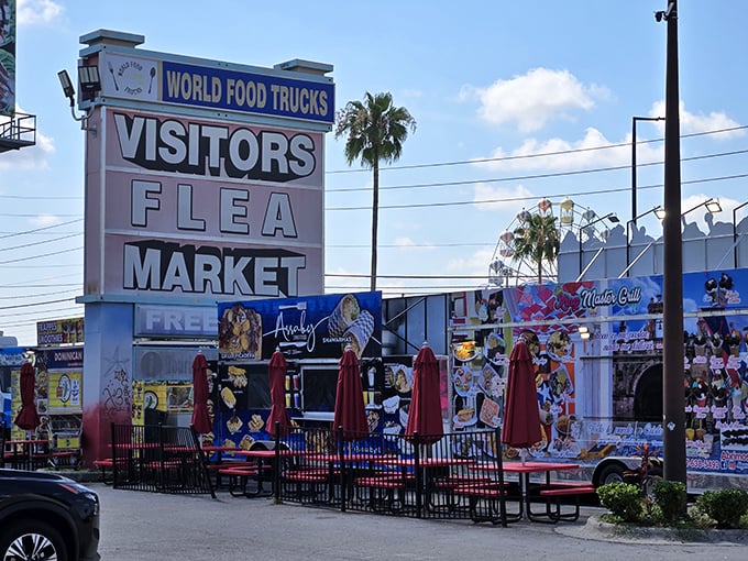 The iconic sign beckons like a siren song for bargain hunters and treasure seekers alike.