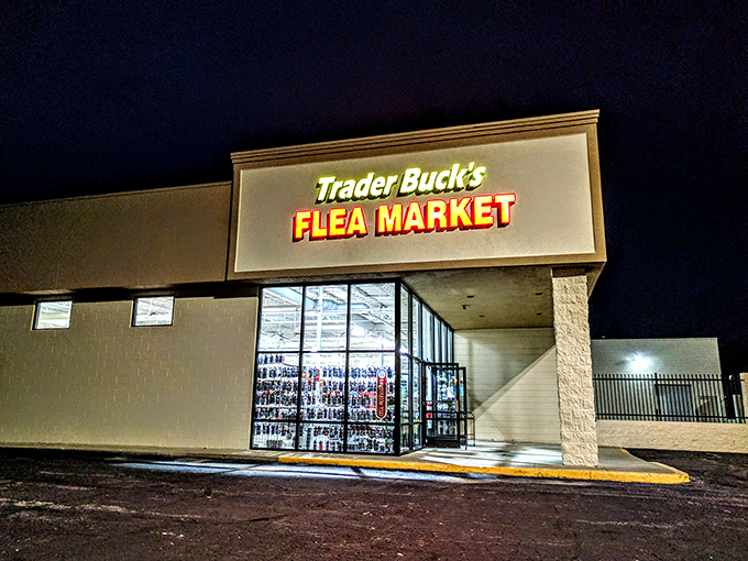 The glowing sign of Trader Buck's beckons like a lighthouse for bargain hunters, promising treasures within that big-box stores can't deliver.