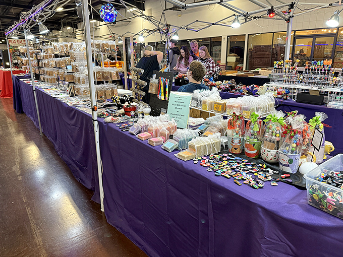 Treasure hunters paradise! Vintage furniture, wicker rockers, and curated collectibles await those willing to venture beyond the first aisle at Tupelo's legendary market.