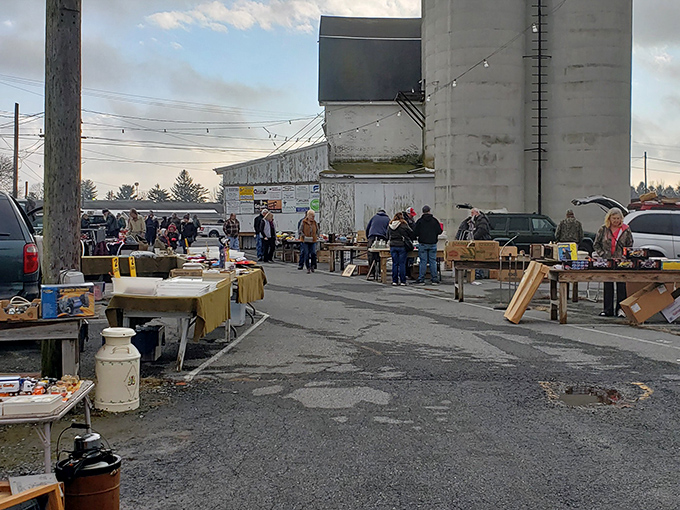 Time for treasure hunting! Find friendly faces and great bargains among the historic silos at Root's Market.