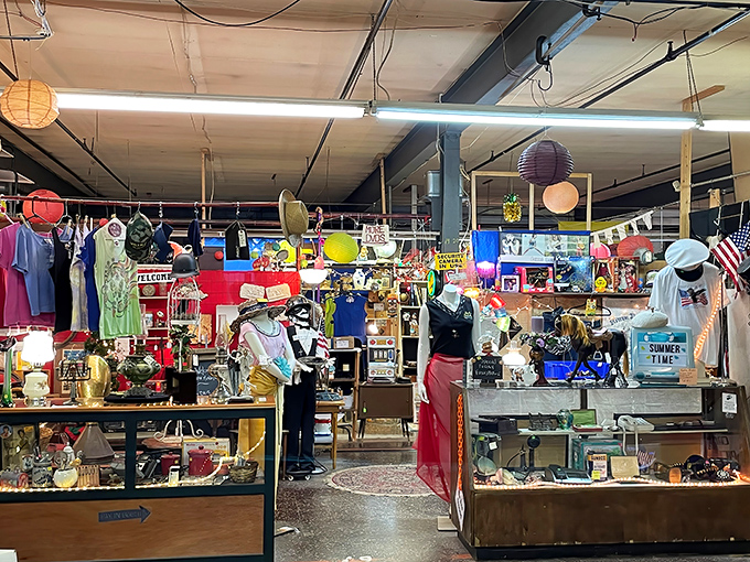 Every aisle at Wind Gap's Indoor Flea Market tells a story. This booth's colorful collection of vintage clothing, toys, and knickknacks is just the beginning of your treasure hunt.