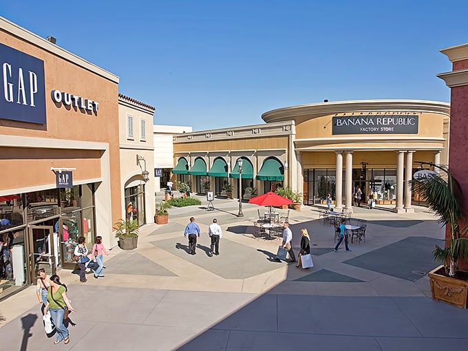 Palm trees and Spanish-inspired architecture create a shopping oasis where your credit card can work on its tan while you work on finding bargains.