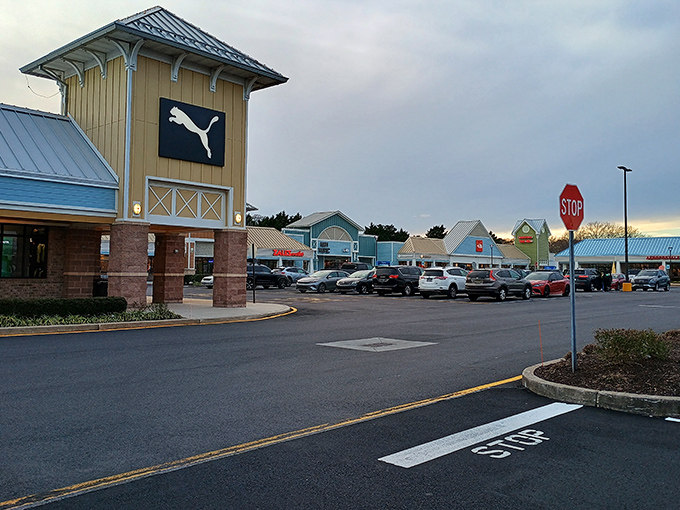 The entrance welcomes you with architecture that whispers "shopping destination" while the blue skies promise perfect bargain-hunting weather.