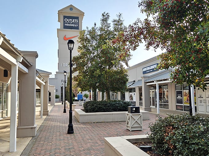 The iconic towers of Outlets of Mississippi stand like retail lighthouses, beckoning shoppers to the promised land of discounts in Pearl. 