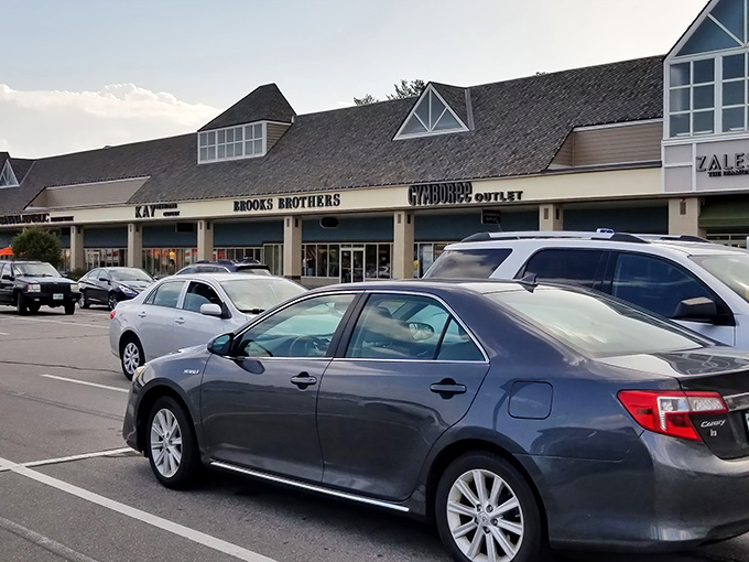 Brooks Brothers and Gymboree share real estate peacefully, proving that toddler clothes and business suits can indeed be neighbors.