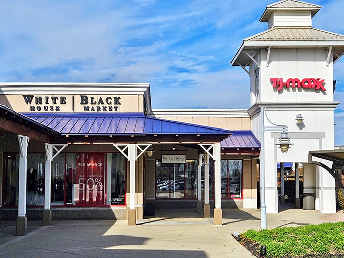 The iconic storefronts of White House Black Market and TJ Maxx welcome shoppers to Destination Outlets, where retail therapy takes on new meaning.