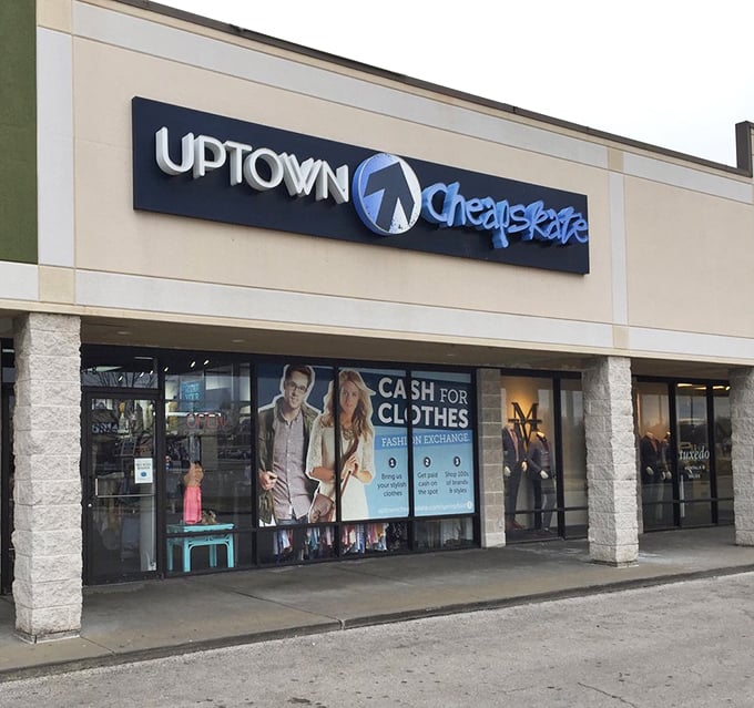 Not your grandmother's thrift store&mdash;this sleek exterior with its modern signage announces that bargain shopping has officially entered the 21st century.