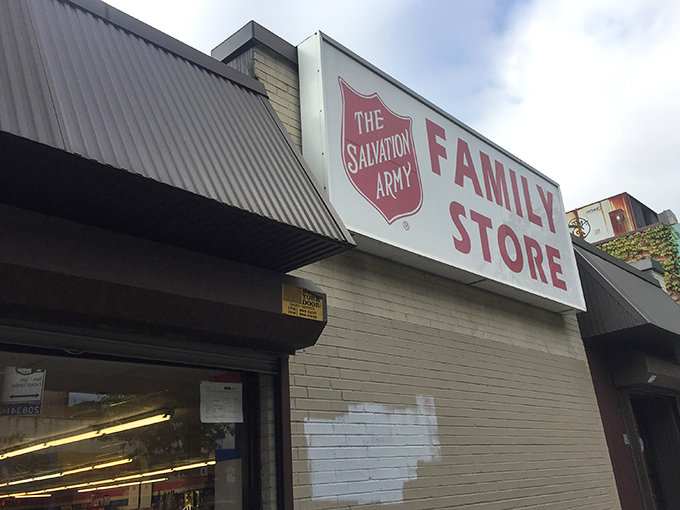 The iconic red shield welcomes bargain hunters to this Jerome Avenue treasure trove&mdash;where your wallet gets a vacation while your shopping addiction thrives.