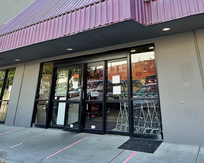 The pink-roofed treasure chest beckons bargain hunters with its unassuming exterior. Behind those doors, a wonderland of secondhand surprises awaits the curious shopper. 