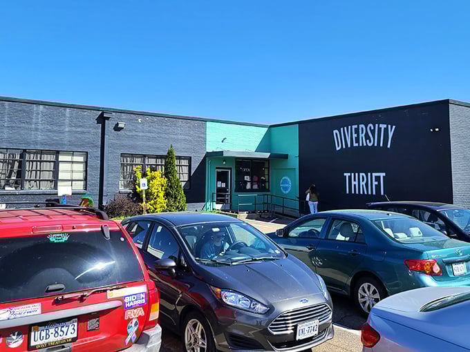 The bold black and teal exterior of Diversity Thrift stands like a treasure chest waiting to be opened. Richmond's bargain hunters know this landmark well.