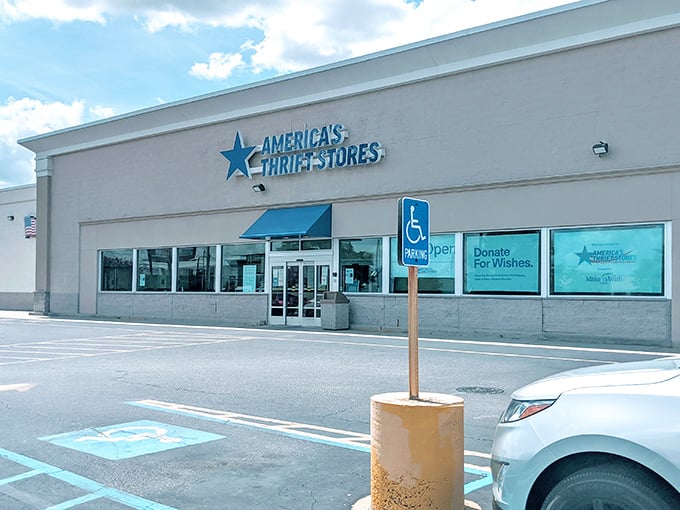 The iconic blue star welcomes bargain hunters to America's Thrift Stores in Dothan, where treasure hunting becomes an Olympic sport.