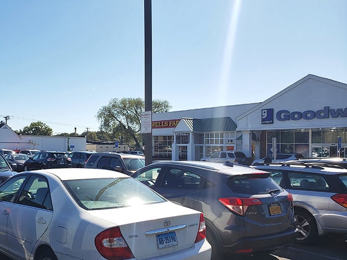 The Goodwill mothership awaits! This Stamford location's welcoming exterior promises treasure hunting adventures that won't require a second mortgage.